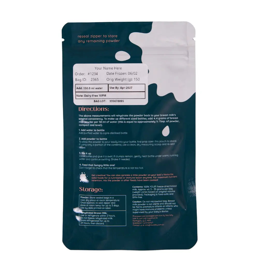 Nourishy Single-Feed Freeze-Dry Breast Milk Service